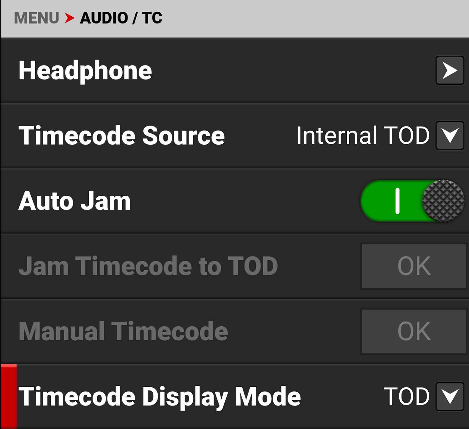 Timecode Display Mode
